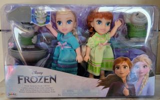 Disney Frozen Petite Anna And Elsa Dolls With Surprise Trolls Gift Set ...