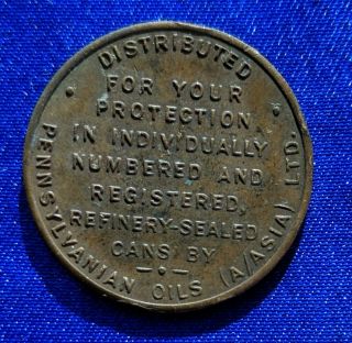 VINTAGE C1950 KENDALL OIL GOOD LUCK TOKEN PENSYLVANIAN OILS A/ASIA ...