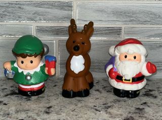 Fisher Price Little People Christmas Figures Santa Elf And Reindeer (g ...