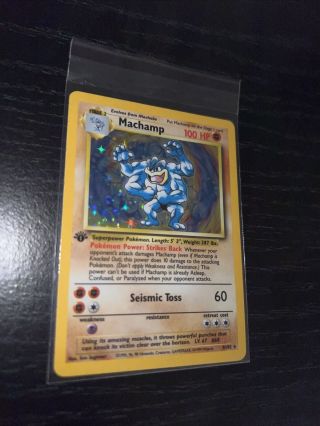 1st Edition Machamp 8/102 - NM Holo Rare - English Base Set Pokemon ...